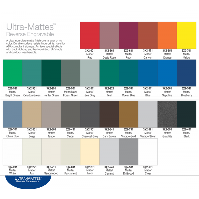 Rowmark UltraMattes Reverse Swatch Book Page