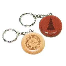 Wood Round Keychain